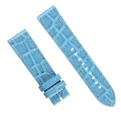 China 16mm Leather Watch Strap Bands , Light Blue Crocodile Watch Band for sale
