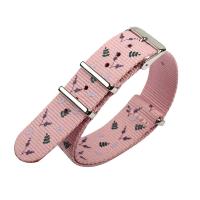 China Floral Prints 18mm Nylon Strap Watch Bands Pink Color For Lady Watch for sale
