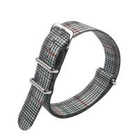 China Grid Pattern Nylon Strap Watch Bands , 22mm Velcro Watch Band for sale