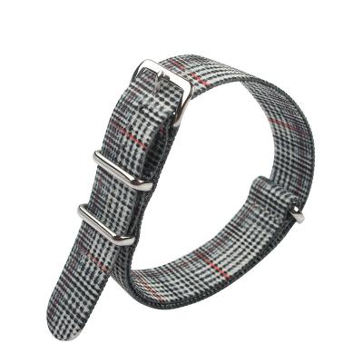 China Grid Pattern Nylon Strap Watch Bands , 22mm Velcro Watch Band for sale