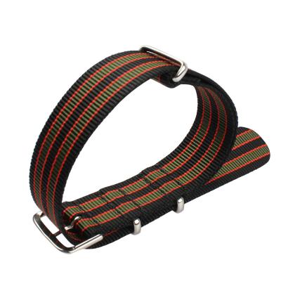 China 26mm Stripe Nylon Strap Watch Bands Colorful Polished Buckle for sale
