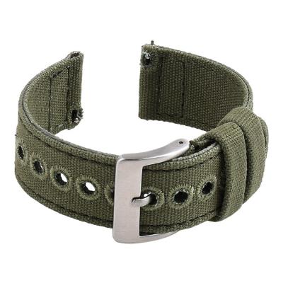 China Adjustable ROHS Canvas Strap Watch Band 22mm Army Green With Quick Release for sale