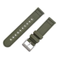 China Adjustable ROHS Canvas Strap Watch Band 22mm Army Green With Quick Release for sale