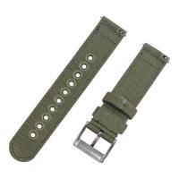 China Adjustable ROHS Canvas Strap Watch Band 22mm Army Green With Quick Release for sale