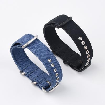 China Zulu Style Canvas Strap Watch Band With Metal Holes ROHS passed for sale