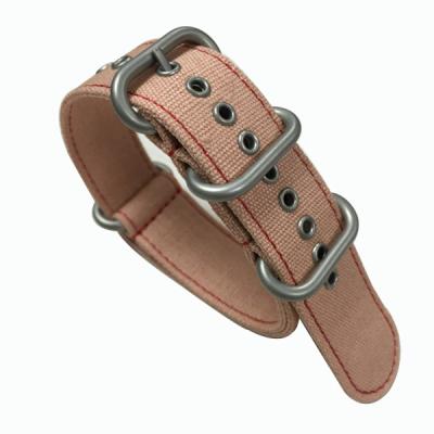 China Flesh Pink Canvas Strap Watch Band With Metal Holes Zulu Style for sale