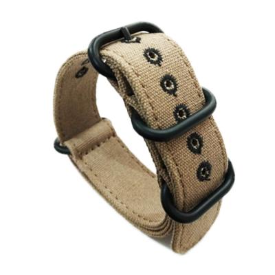 China Retro Quick Release Canvas Watch Strap , 2.4mm Thick Watch Band for sale