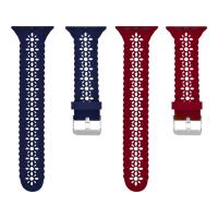 China Carved Silicone Rubber Watch Band 38mm 42mm For Apple Watch 7 6 5 4 3 2 1 for sale