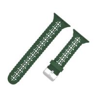 China Carved Silicone Rubber Watch Band 38mm 42mm For Apple Watch 7 6 5 4 3 2 1 for sale