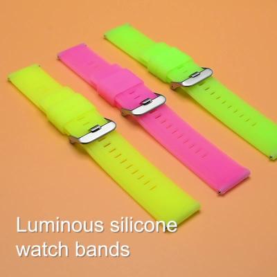 China 18mm 20mm 22mm Adjustable Luminous Silicone Rubber Watch Strap for sale