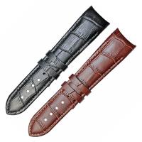 China 16mm - 22mm 2 Piece Curved Replacement Leather Strap for sale