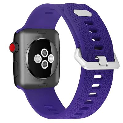 China Custom Waterproof 38 42mm Silicone Wrist Watch Band Soft For Apple Watch for sale