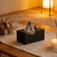 China Hand Blown Glass Vessel Home Aroma Diffuser With Natural Wood Grain Preservation for sale