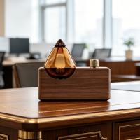 China Hand Blown Glass Minimalist Retro Design Wood Aroma Diffuser with Extended Battery Life for Office for sale