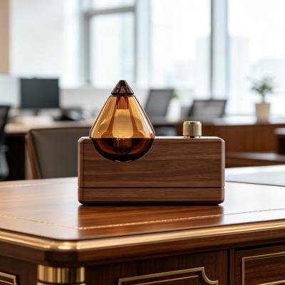 China Hand Blown Glass Minimalist Retro Design Wood Aroma Diffuser with Extended Battery Life for Office for sale