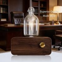 China Hand Blown Glass Vessel Aromatherapy Aroma Diffuser With Natural Wood Grain Preservation for sale
