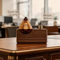 China Hand Blown Glass Minimalist Retro Design Wood Aroma Diffuser with Extended Battery Life for Office for sale