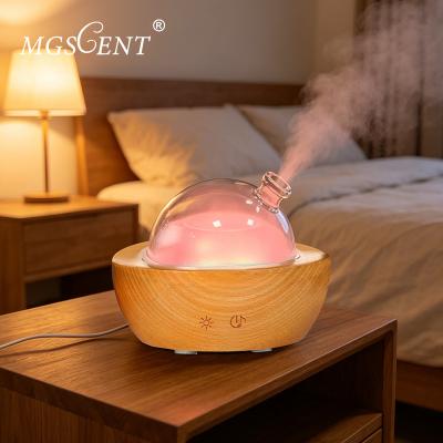 China Bluetooth Music Ultrasonic Aroma Diffuser with 7-Color RGB Light and Solid Wood Base for sale