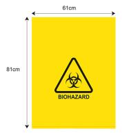 China Large Capacity Yellow Red Plastic Disposable Medical Biohazard Waste Bags for sale