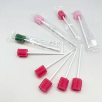 China Colorful Dental cleaning Sponge Individually Wraped Dentrifice Flavored Oral Swab Stick with Paper Stick for sale