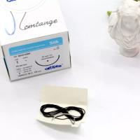 China Dental Supplies BLACK BRAIDED 2 0 SILK SUTURE with Needle CE ISO 75CM for sale