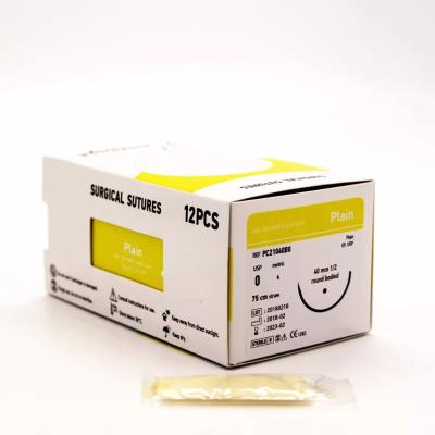 China Good Price Disposable Absorbable Plain Catgut Surture With Needle CE ISO 75CM for sale