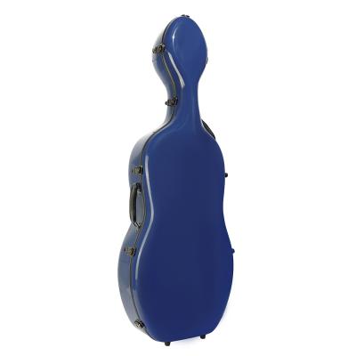 China Full Size Fiberglass Cello Hard Case with Wheels 131.5cm Blue for sale