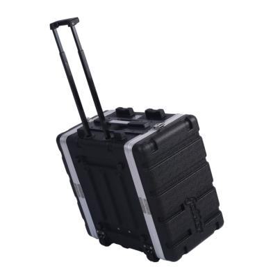 China ABS 19 Inch 6U Rack Case with Wheels 4 Twist Latches Black for sale