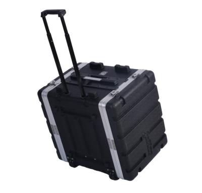 China 8U 19 Inch Rolling Rack Case Durable ABS Rack Amplifier Case 600mm Depth for sale