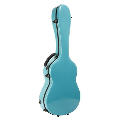 China 41 Inch Fiberglass Acoustic Guitar Hard Case with Backpack Straps Blue Silk Lining for sale