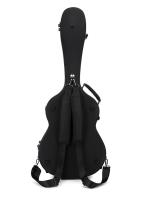 China PVC Matte Black Leather Fiberglass Guitar Hard Case With Backpack Straps for sale