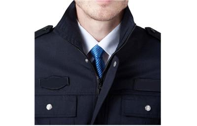 China Custom Winter Cotton Warm Black Police Officer Costume For Men Windproof for sale