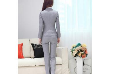 China Anti - Wrinkle Gray Wool Felt Elegant Corporate Office Uniforms For Ladies for sale