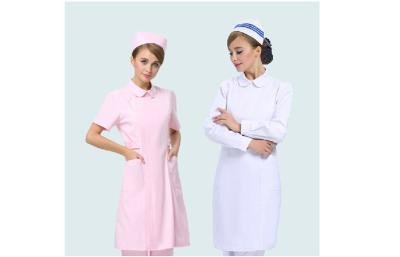 China Hosipital Pink Medical Office Uniforms , Femal White Nurse Uniform Dress for sale