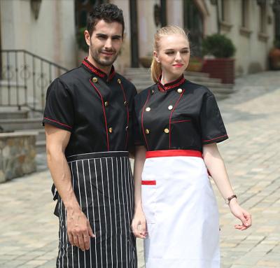 China Adult Hotel / Bar Black Chef Uniform With Short Sleeve / Womens Chef Uniforms for sale