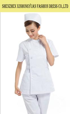 China Comfortable White Medical Office Women Scrubs Nursing Uniforms With Hat for sale