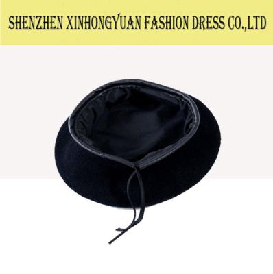 China Unisex Black French Military Beret with Band / 100% Wool Security Forces Beret for sale