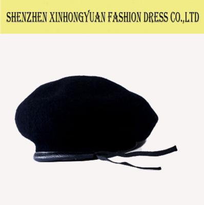 China Unisex Black French Military Beret with Band / 100% Wool Security Forces Beret for sale