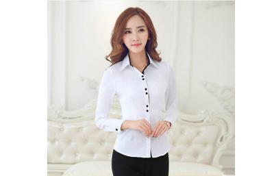 China Corporate Office Wear Winter Cotton Long Sleeves White Womens Business Shirts for sale