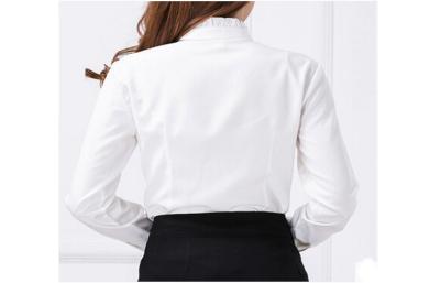 China Corporate Office Wear Winter Cotton Long Sleeves White Womens Business Shirts for sale