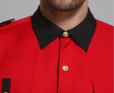 China Autumn Hotel Staff Uniforms Guide Man Business Red Shirt Black Pant for sale