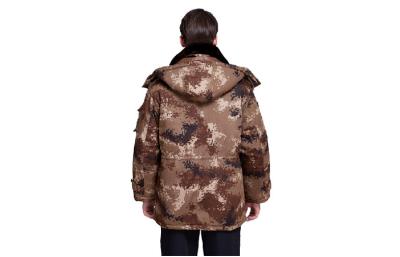 China Professional Winter Padded Brown Male Police Officer Costume With Fur Collar for sale