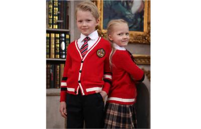 China Winter Cotton Knitting Red Students School Uniforms , Teen School Girl Uniforms for sale
