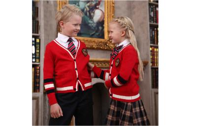 China Winter Cotton Knitting Red Students School Uniforms , Teen School Girl Uniforms for sale