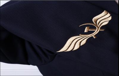 China Black / Navy Blue Russia Airline Stewardess Uniforms Flight Attendant Clothing for sale