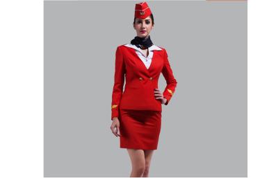 China Black / Navy Blue Russia Airline Stewardess Uniforms Flight Attendant Clothing for sale