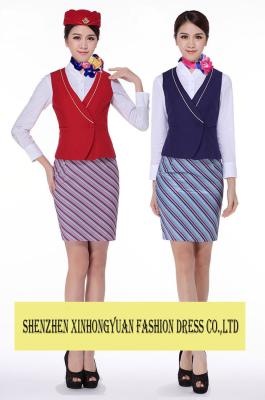 China TR Fabric Airline Stewardess Uniforms Dress / Airline Attendant Costume for sale