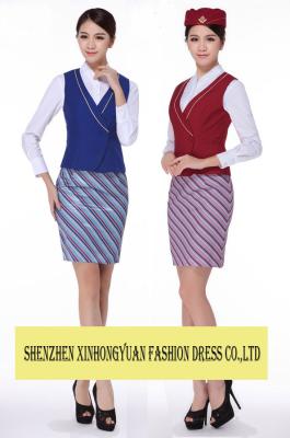 China TR Fabric Airline Stewardess Uniforms Dress / Airline Attendant Costume for sale