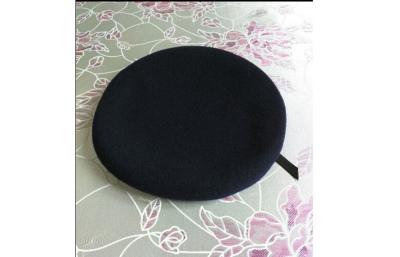 China Custom Embroidered Leather Band Black French Military Beret / French Hat Beret for sale