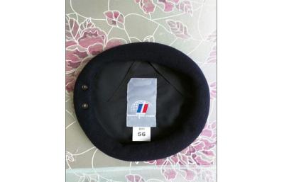 China Custom Embroidered Leather Band Black French Military Beret / French Hat Beret for sale